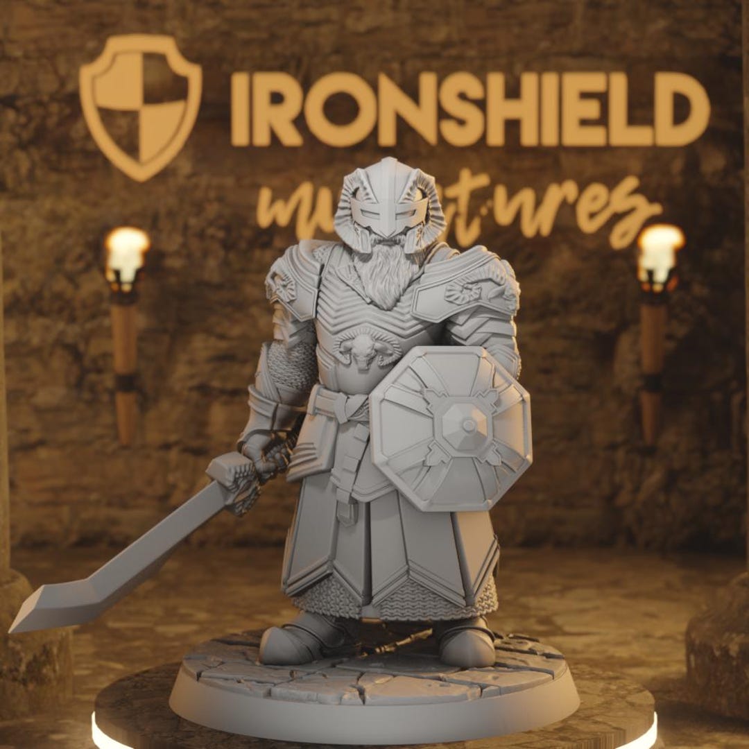 Dwarf Ram Fighter Knight Warrior Figurine 16k + Base Print 3D RPG ...