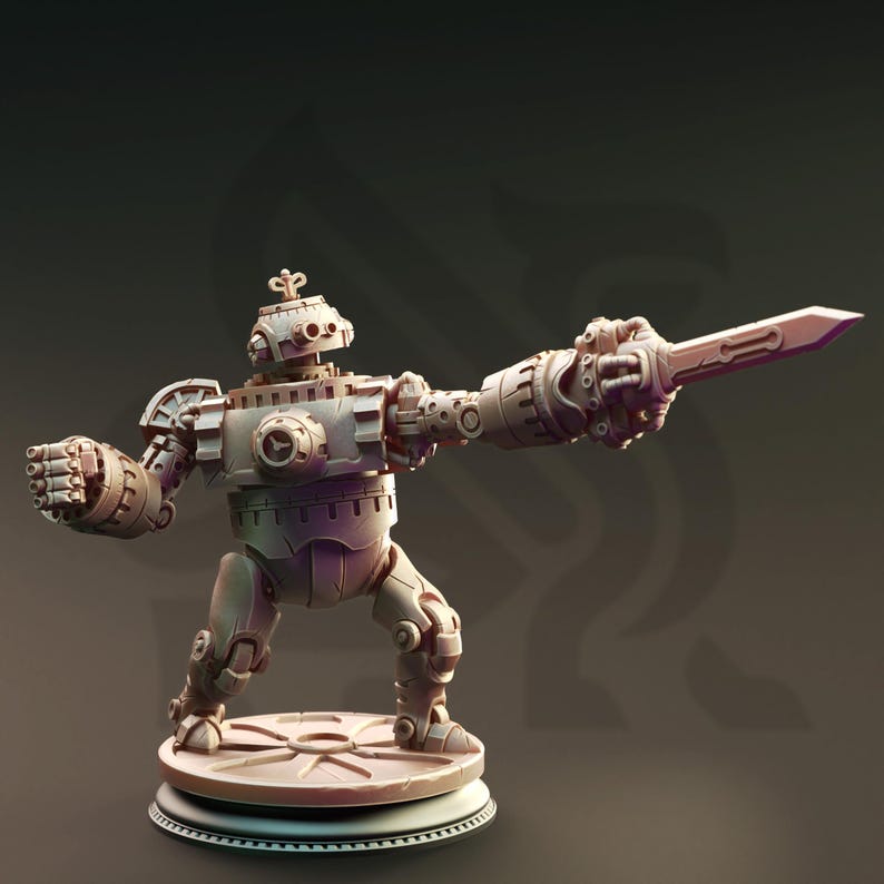 Venators Mini Automaton Robot Swordsman Figure 16k + Base Print 3D RPG ...