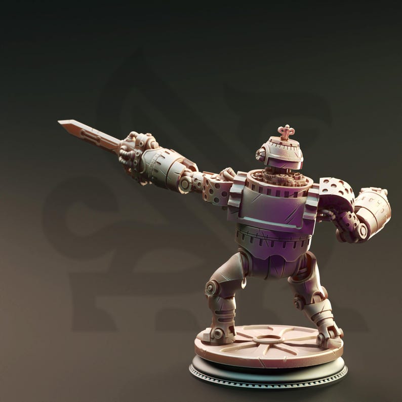 Venators Mini Automaton Robot Swordsman Figure 16k + Base Print 3D RPG ...