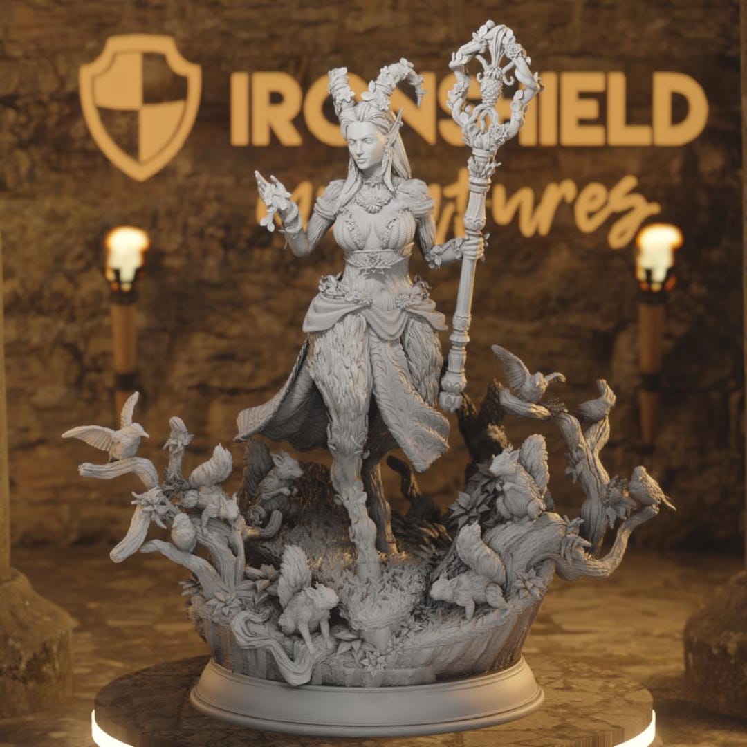 Fey Druid Faun Goddess - Renmaeth Figure 16k + Base Print 3D RPG ...