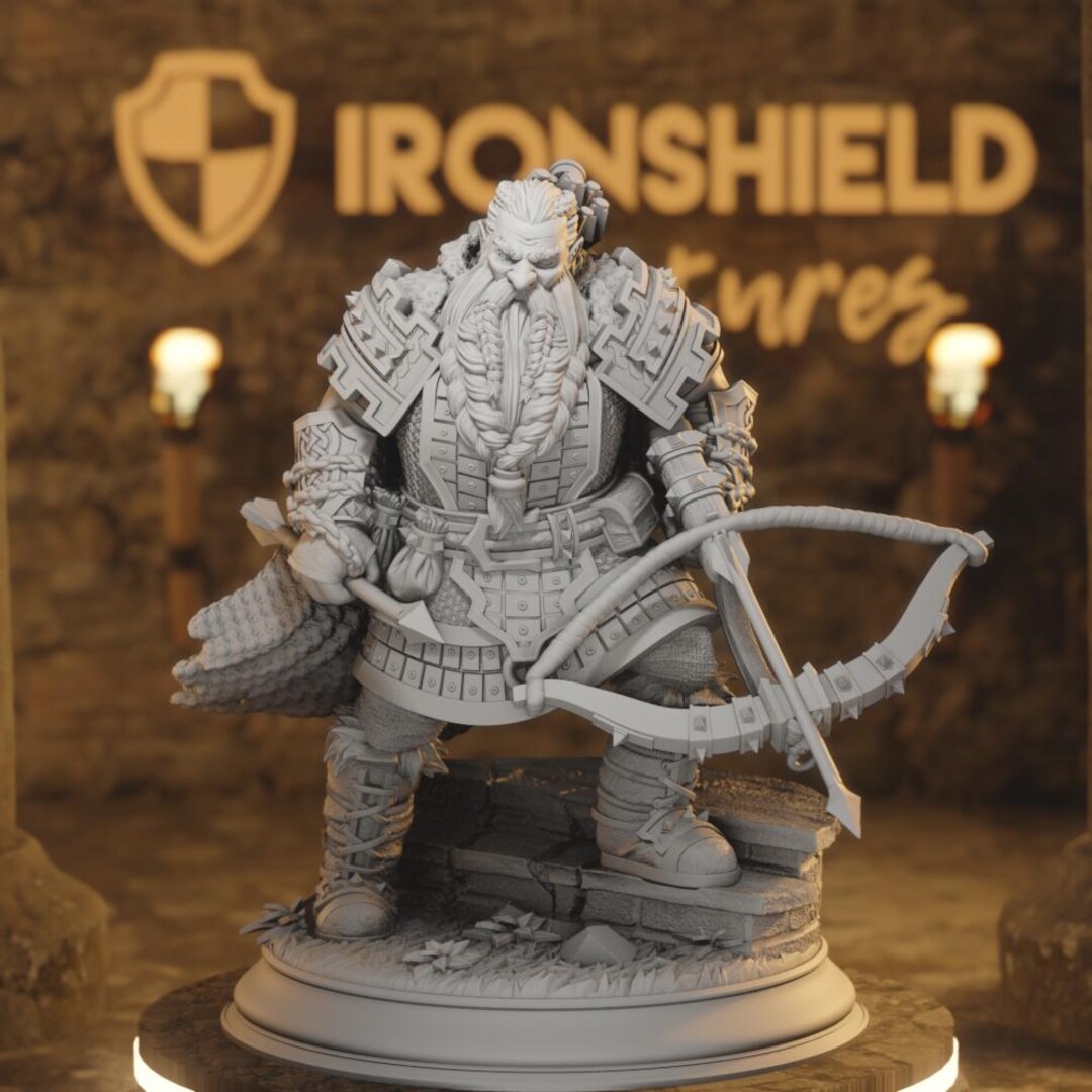 Tokrik Dark Dwarf Ranger Hunter Figure 14k + Base + Bonus Print 3D RPG ...