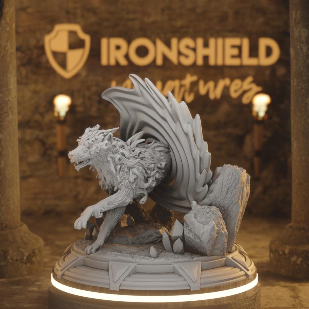 Blink Hound - Hyan Mystic Creature Wolf Figure 12k + Base Print 3D RPG ...
