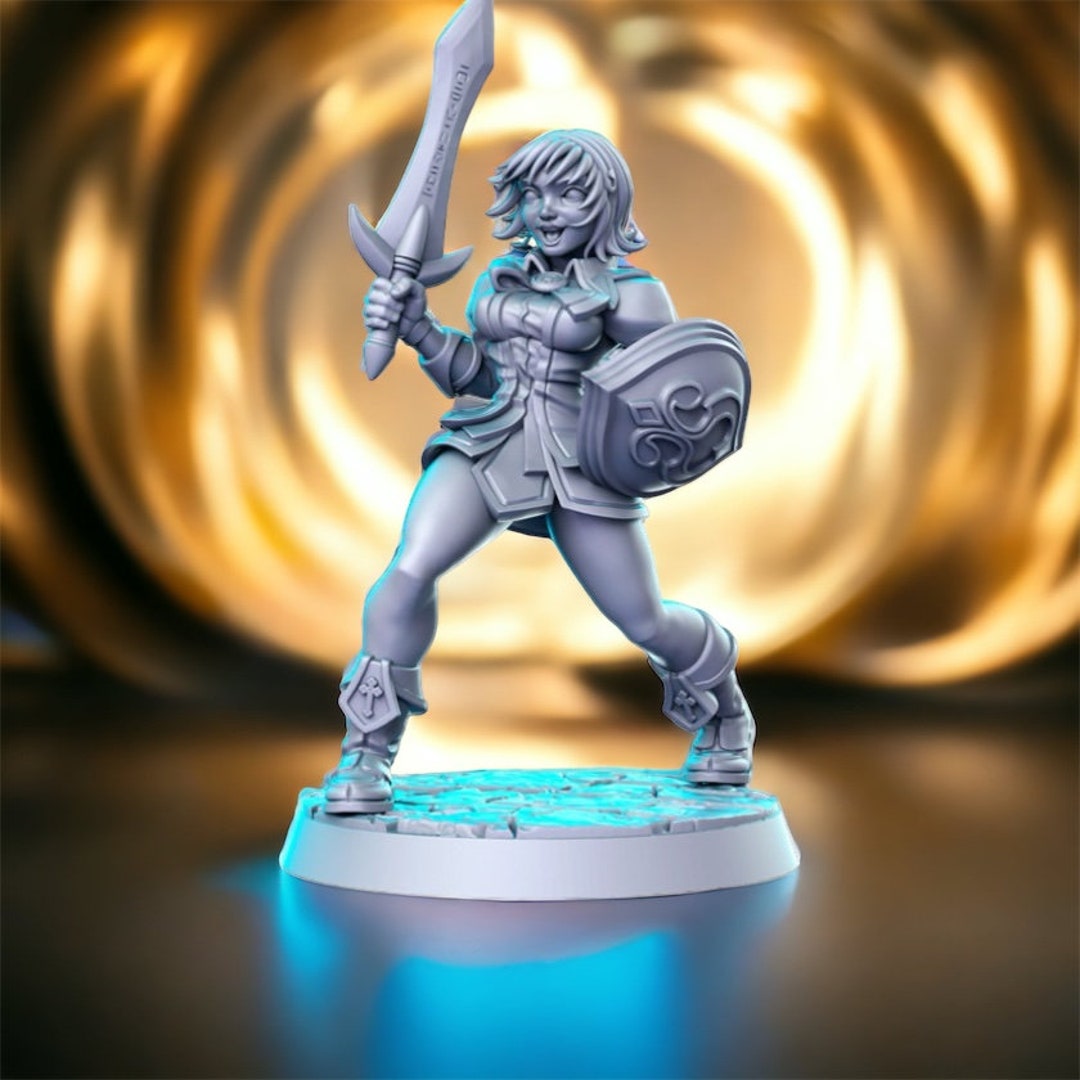 Cassandra Girl Knight Sword and Shield Dnd Figure Print 3d Resin 12k ...