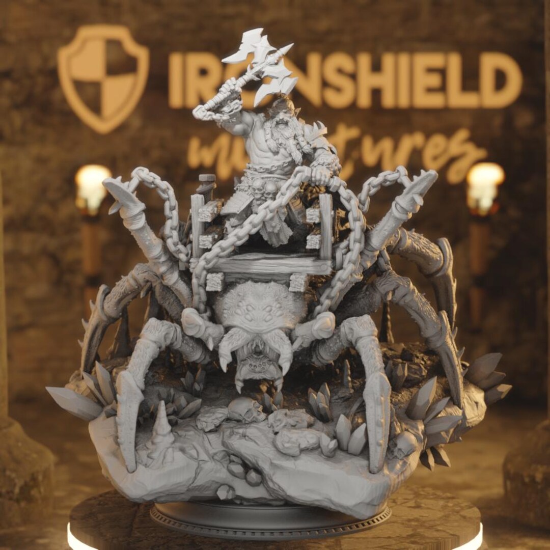 Shiasirix Dwarf Mounted Giant Spider Figure 14k + Base +bonus Print 3D ...
