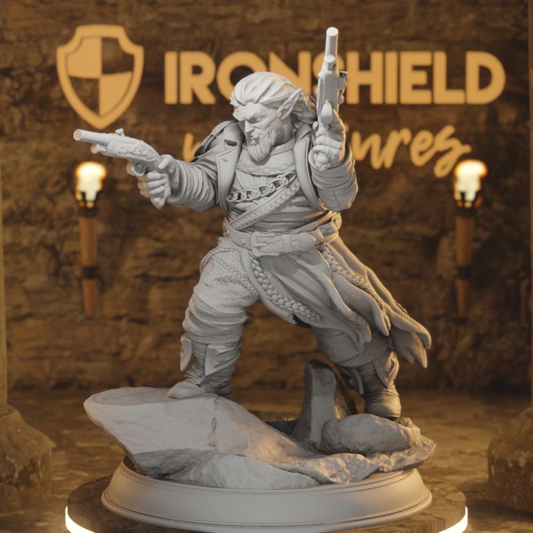Rasmon Halfling Gunslinger Dwarfy Ranger Figure 16k + Base Print 3D RPG ...