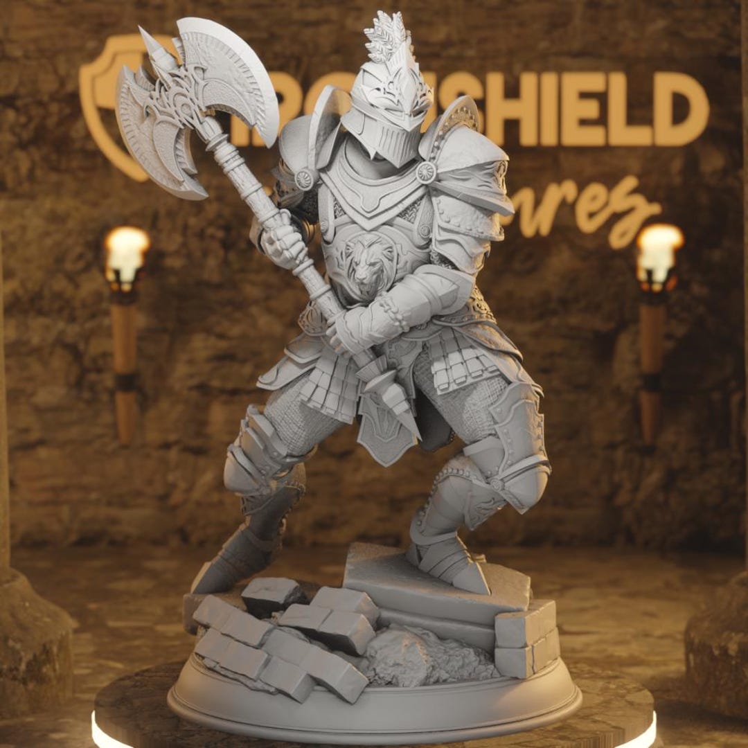 Goliath Knight Brogvar Barbarian Warrior Figure 16k + Base Print 3D RPG ...