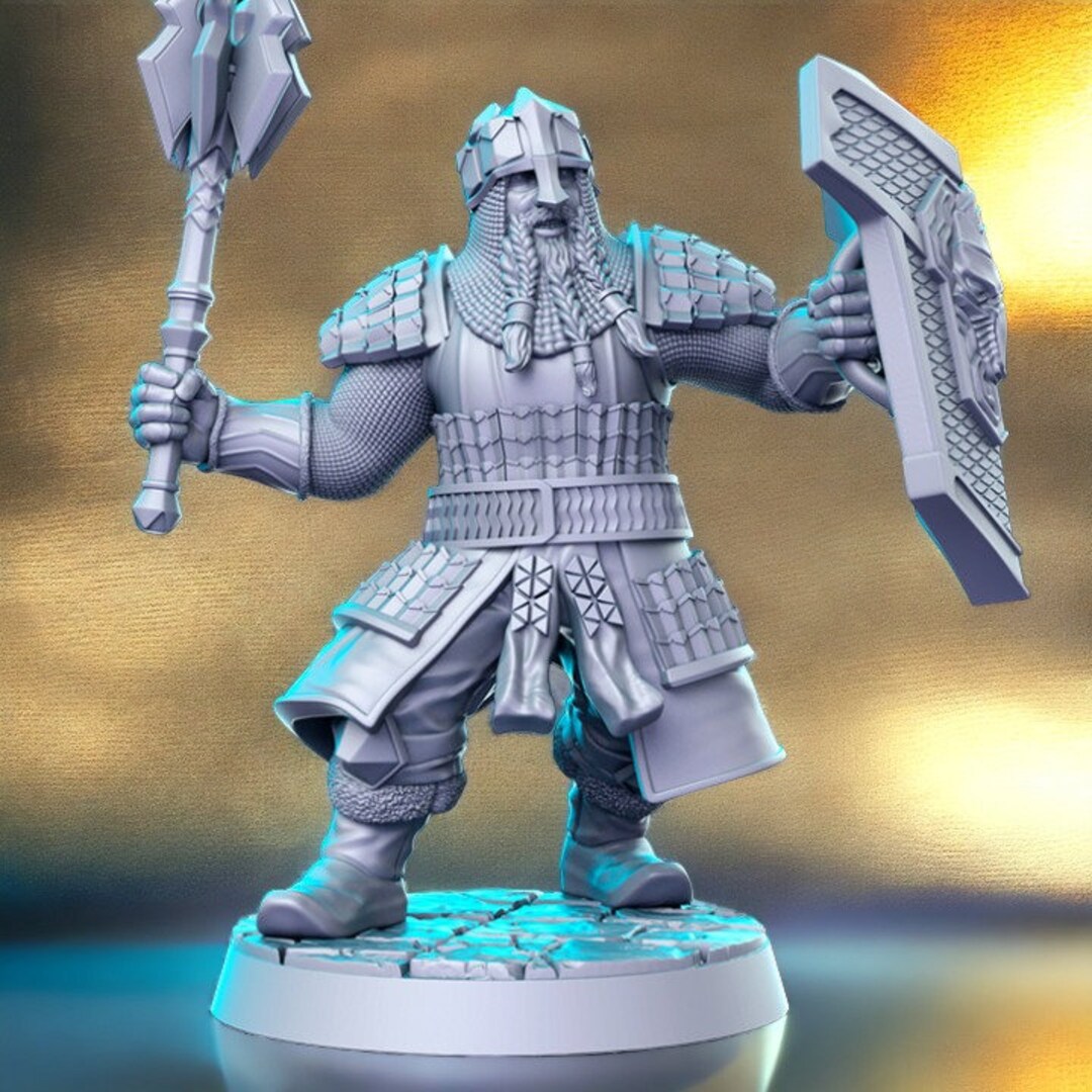 Dwarf Mace With Shield Armory Dnd Figure Print 3d Resin 12k 32mm ...