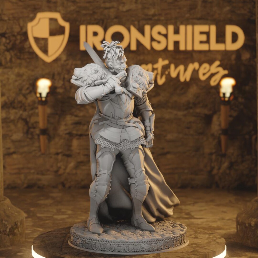Pride Champion Knight Paladin Figure 16k + Base Print 3D RPG Miniature ...