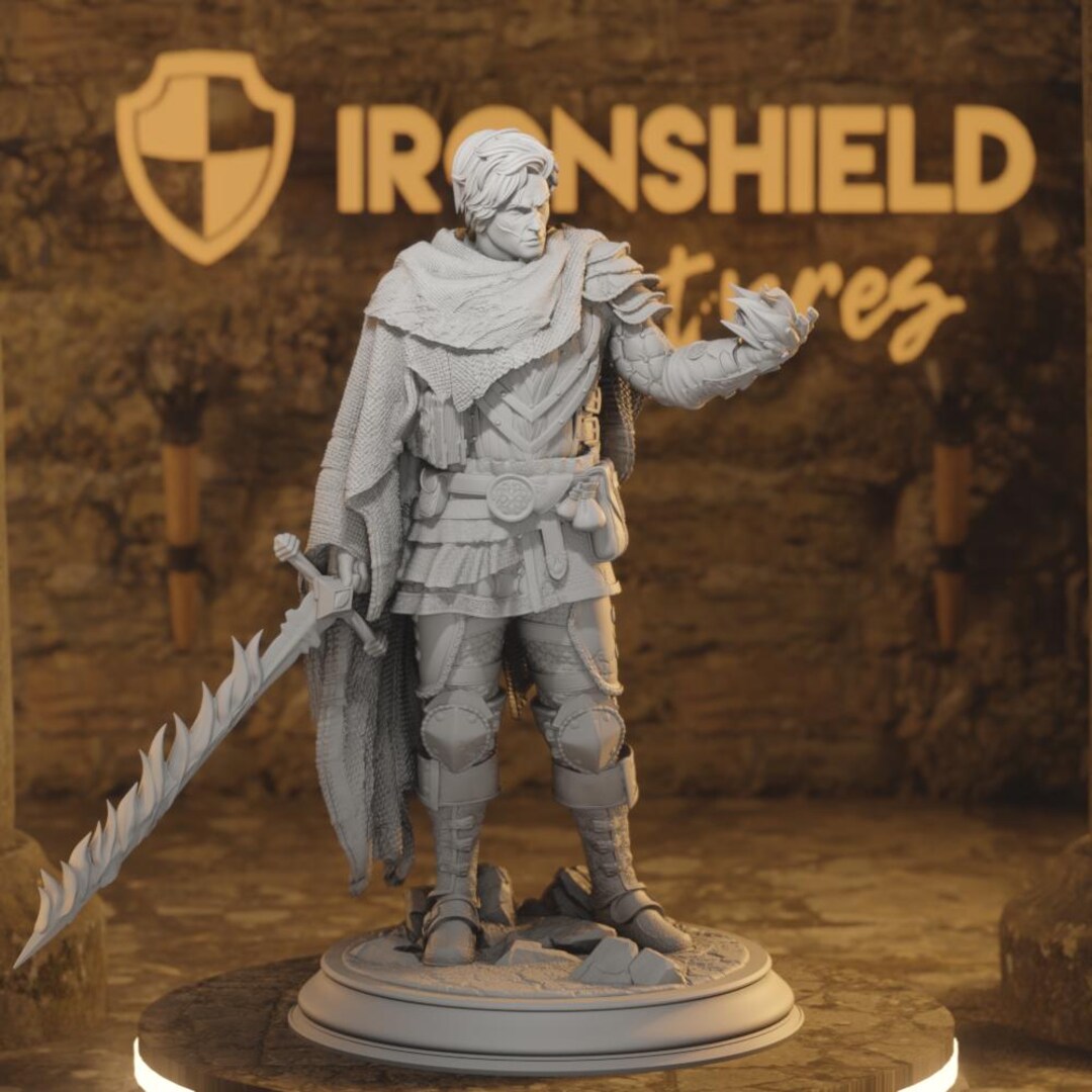 Henry Human Paladin Spellsword Fire Knight Figure 12k + Free Print 3D ...