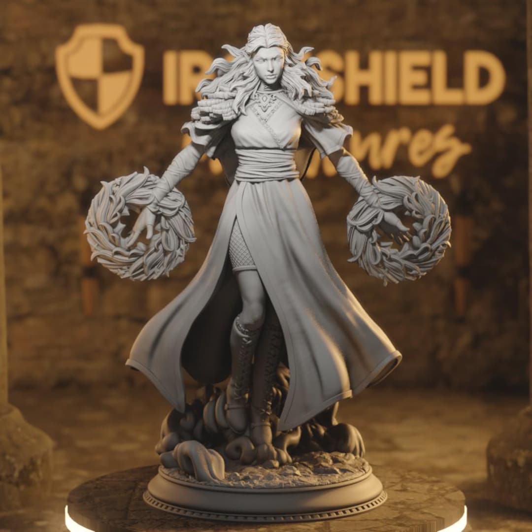 Tyria Female Elf Mage Sorcerer Wizzard Figure 14k + Base Print 3D RPG ...