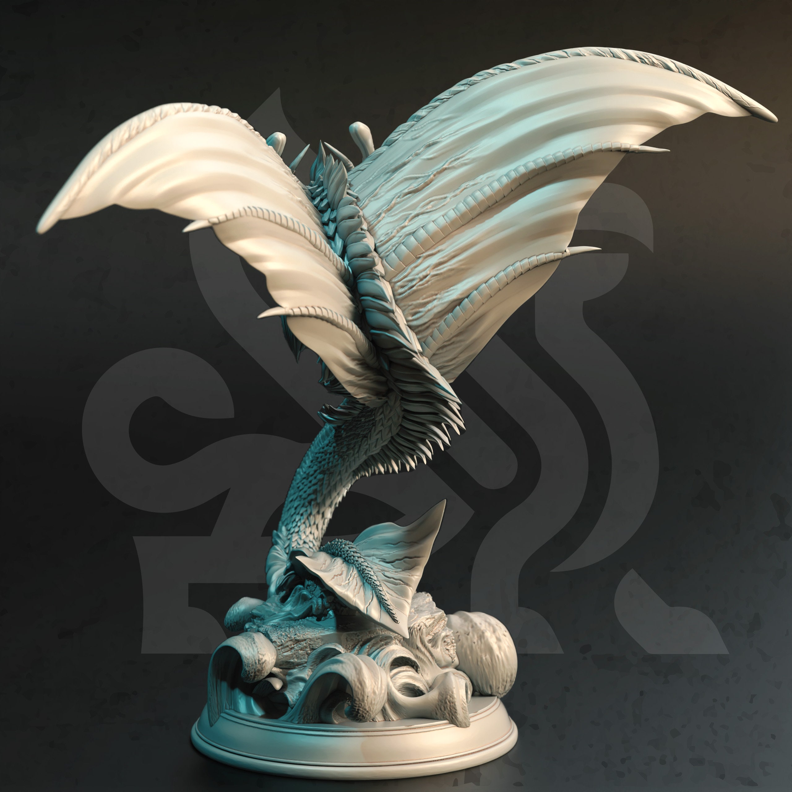 Juvenile Mana Wyrm Fyrindel Monster Figure 12k Base Print 3D RPG ...