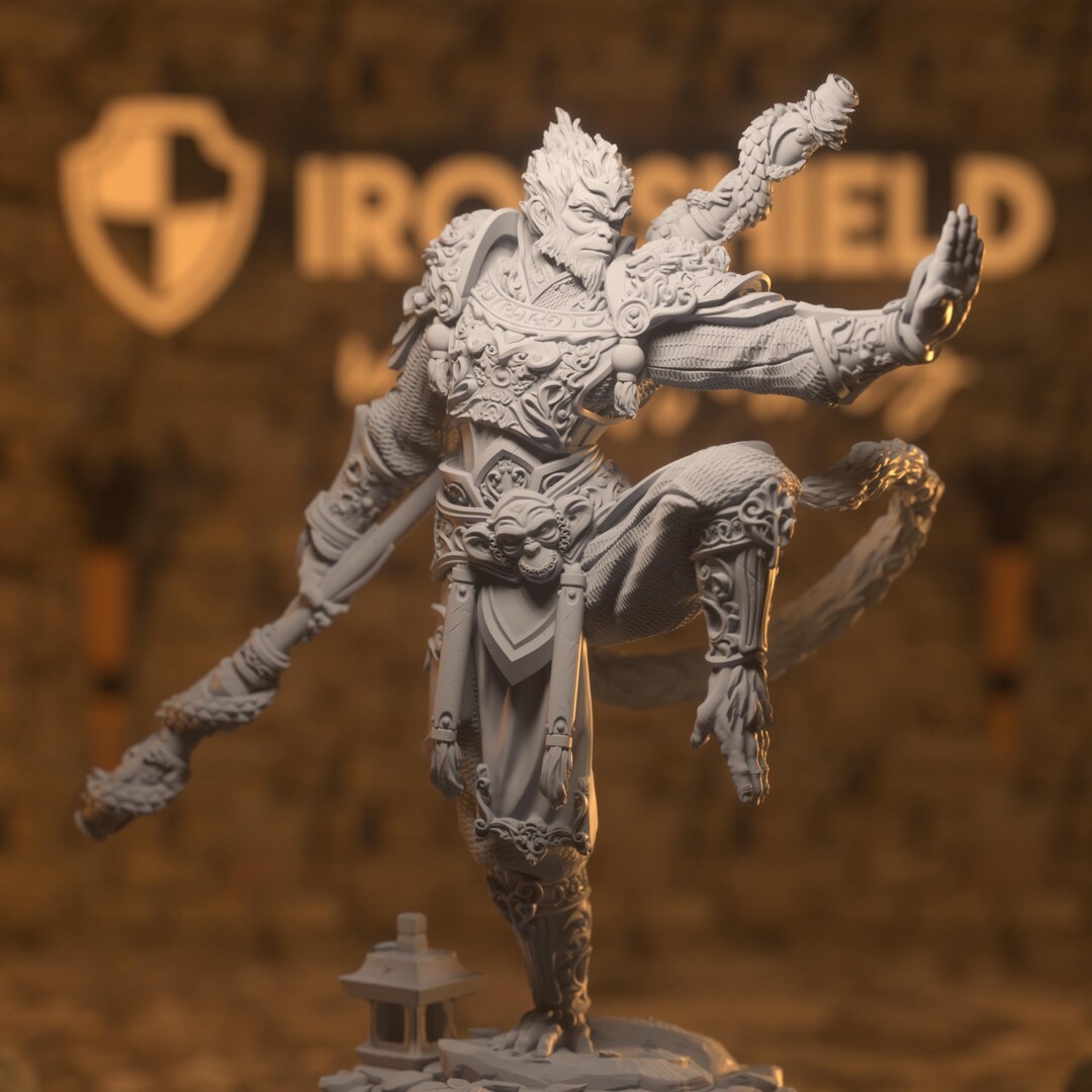 Kuzen - Wanderer Monkey Ninja Fighter Figure 14k + Base Print 3D RPG ...