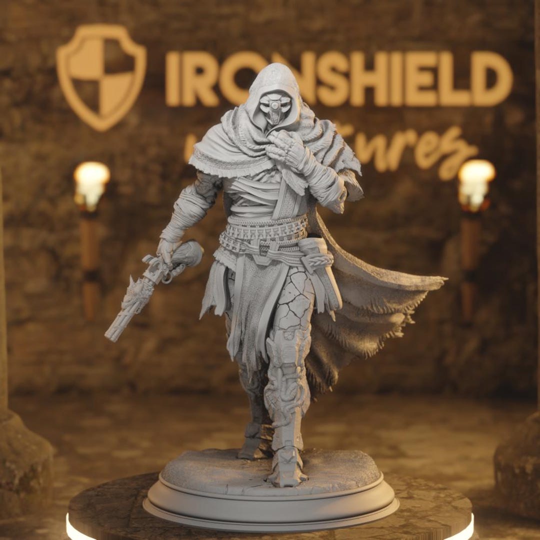 Warforged Gunslinger - Big Iron Assassin Figure 12k + Base Print 3D RPG ...