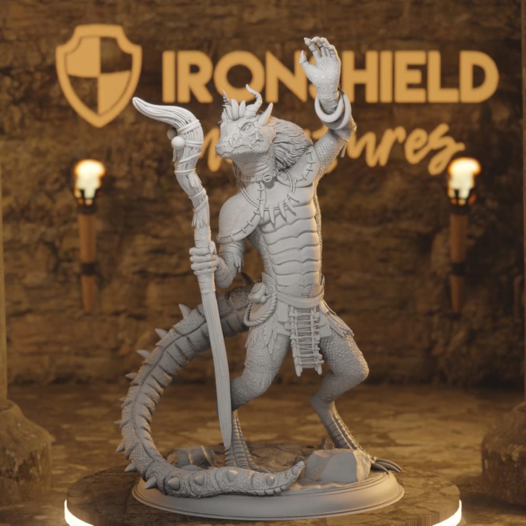 Beastfolk Dragonfolk Kobold Shaman - Bobodobo Figure + Base Print 3d ...