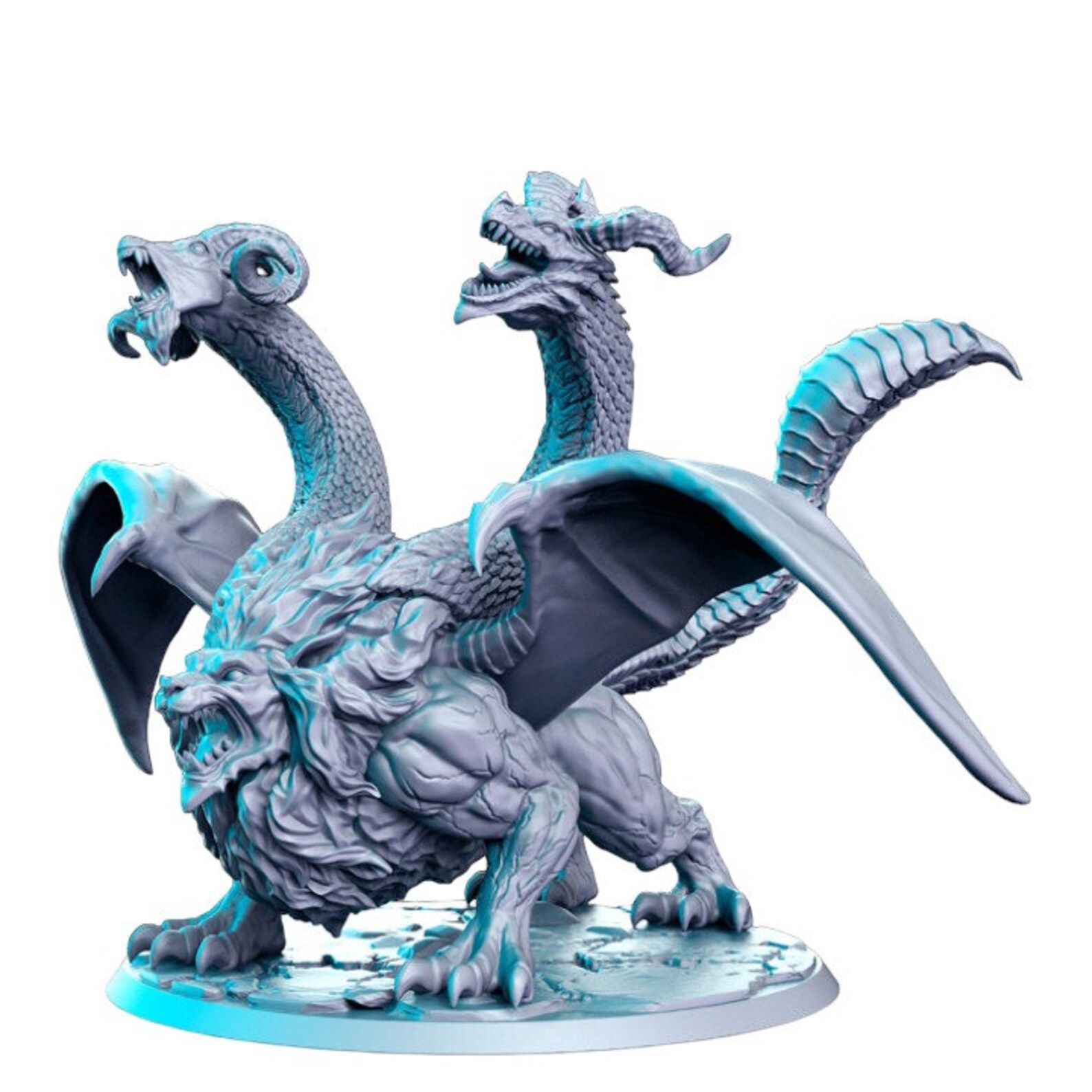 Chimaeria Lion Hydra Monster for Dnd HUGE Figure 12k Print 3d Resin 12k ...