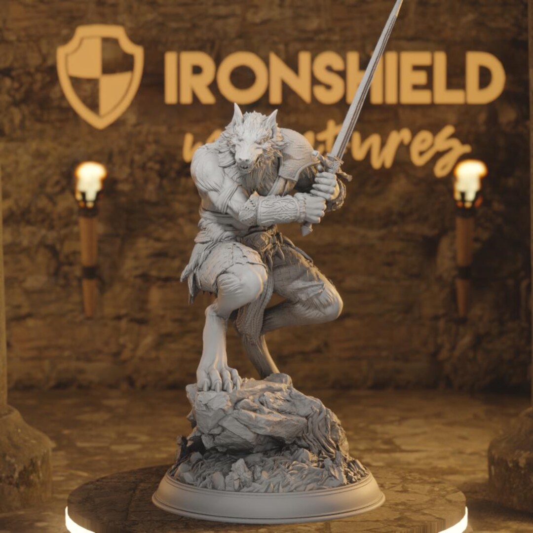 Werewolf Barbarian Fighter Beastfolk - Lucian Figure 16k + Base Print ...
