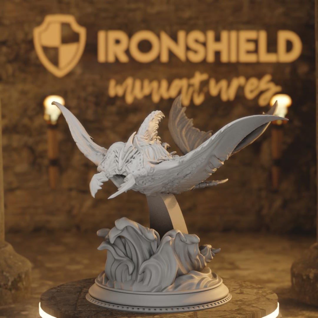 Tengaraya Flying Sea Ray Monster Figure 12k + Base Print 3D RPG ...