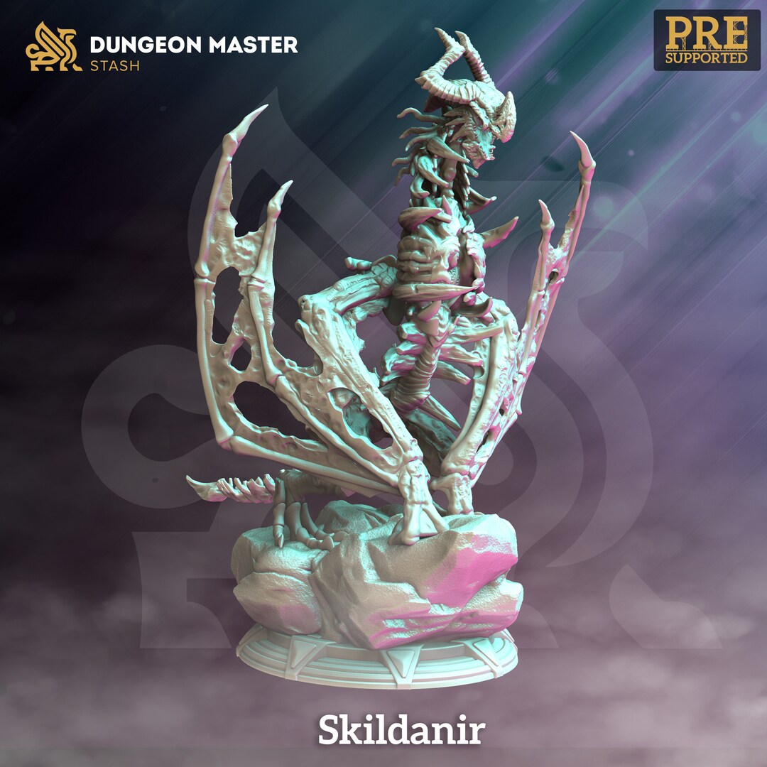 Ancient Dracolich - Skildanir Dargon Figure + Base + BONUS Print 3d 12k ...