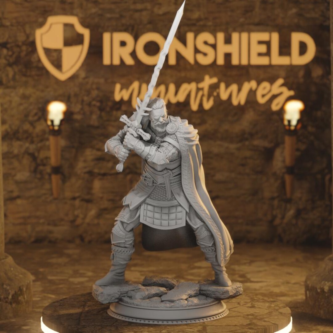 Kurt Commander Baldur Paladin Knight 5e Figure 16k + Base Print 3D RPG ...