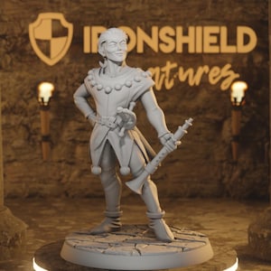 Isidor Human Bard Singer Trumpet Figurine 16k + Base Print 3D RPG ...