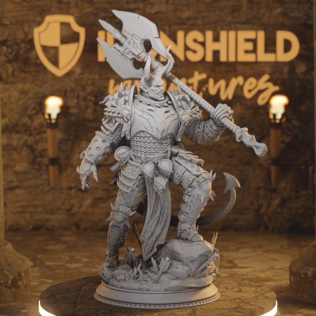 Skorn Tiefling Barbarian Demon Monster 5e Figure 16k + Base Print 3D ...