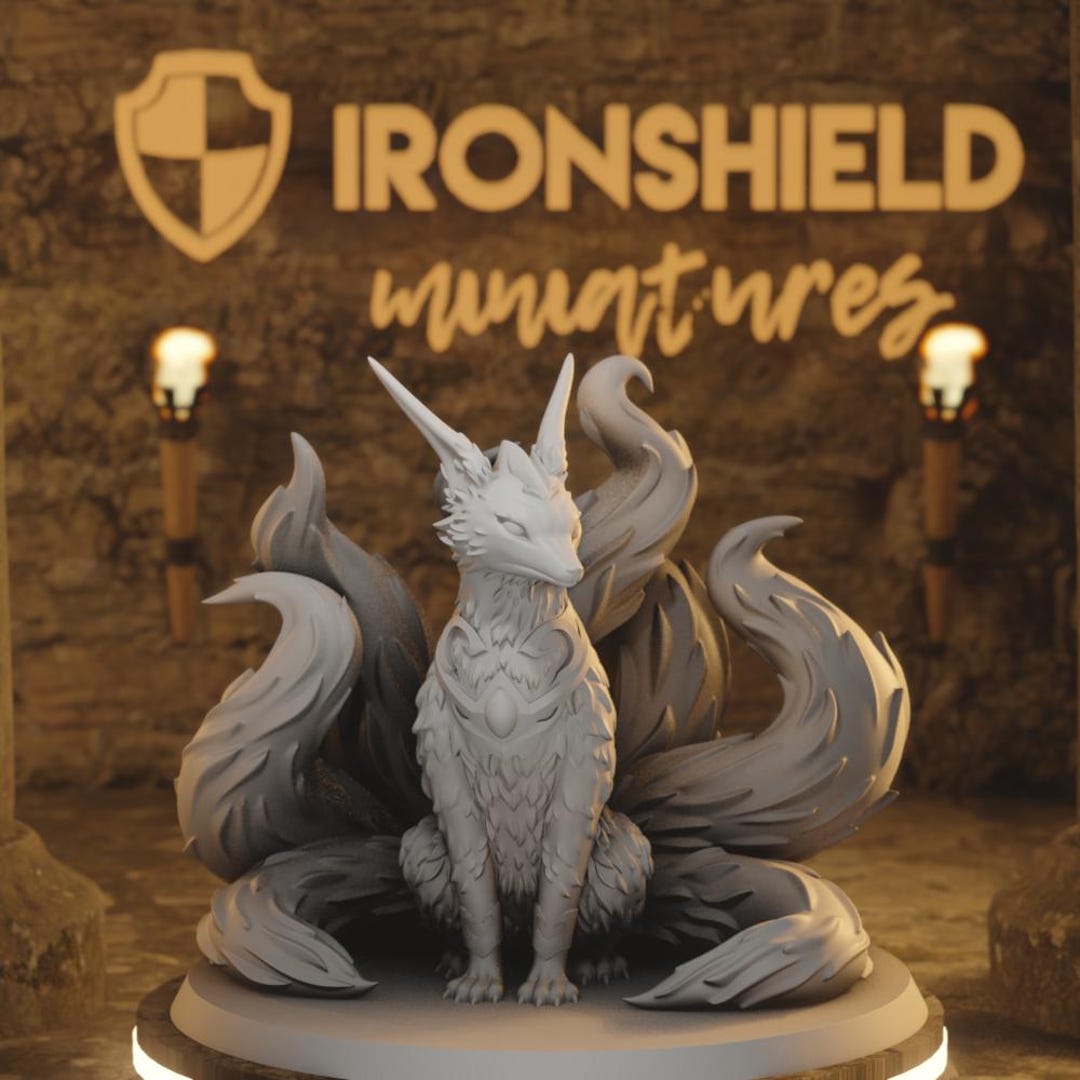 Tsune – Fox Spirit Kitsune Mystic Beast Figure 16k + Base 3D Printed ...