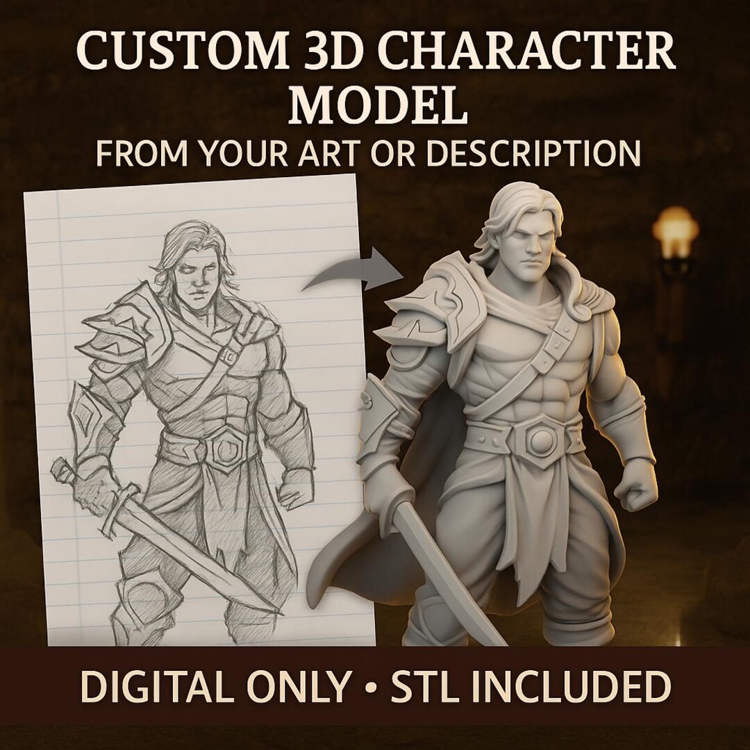 Custom 3D Character Model From Your Art or Description | STL File for ...