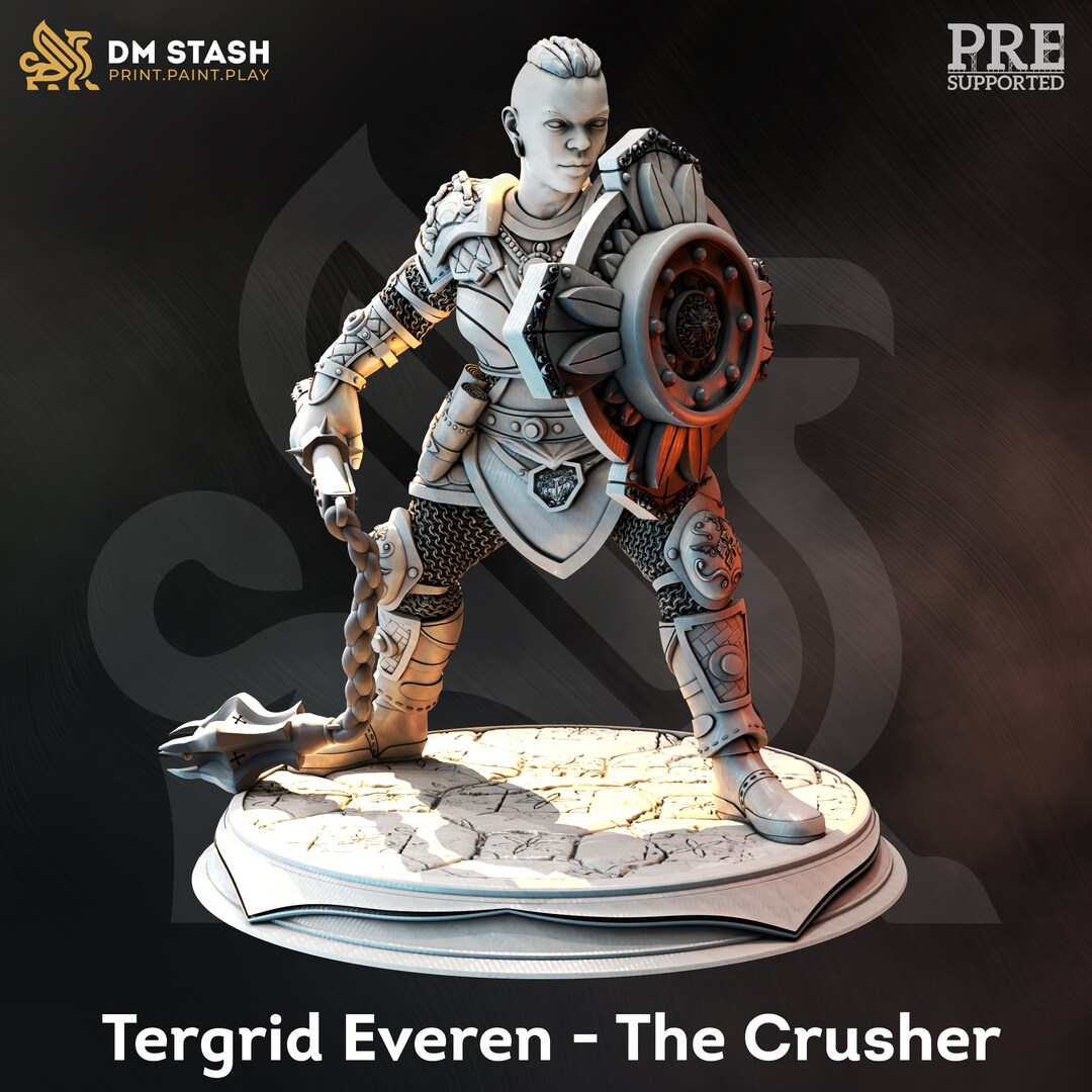 Dwarf Knowledge Cleric Gladiator Tergrid Figure 12k Base Print 3D RPG ...