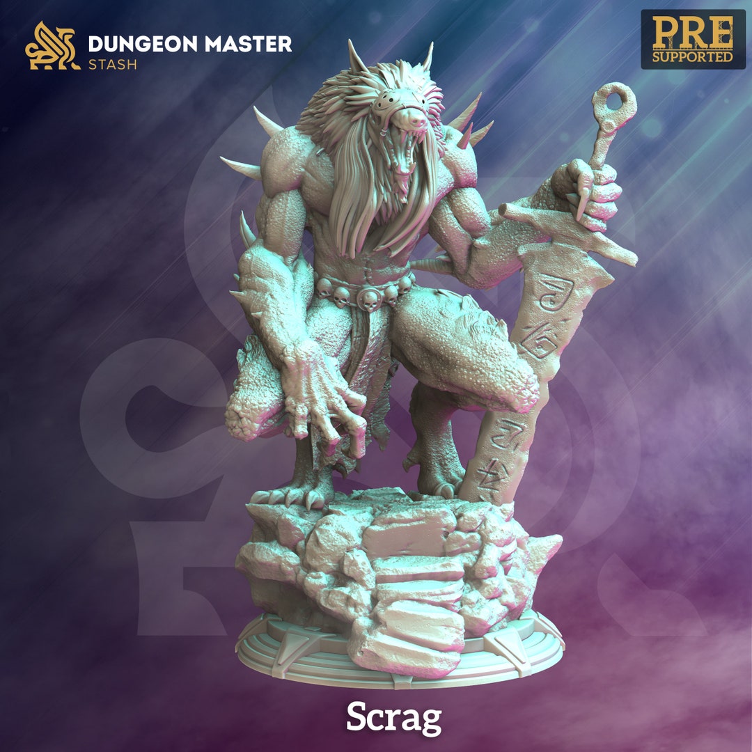 Alpha Giant Werewolf - Scrag HUGE Figure + Base + BONUS Print 3d 12k ...