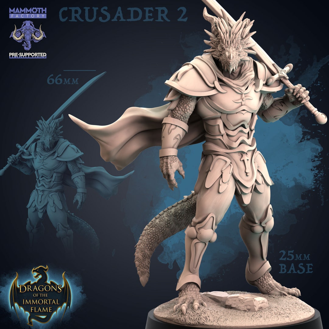 Crusader - Dragonborn Knight Warrior Figure 12k 14k + BONUS Print 3D ...