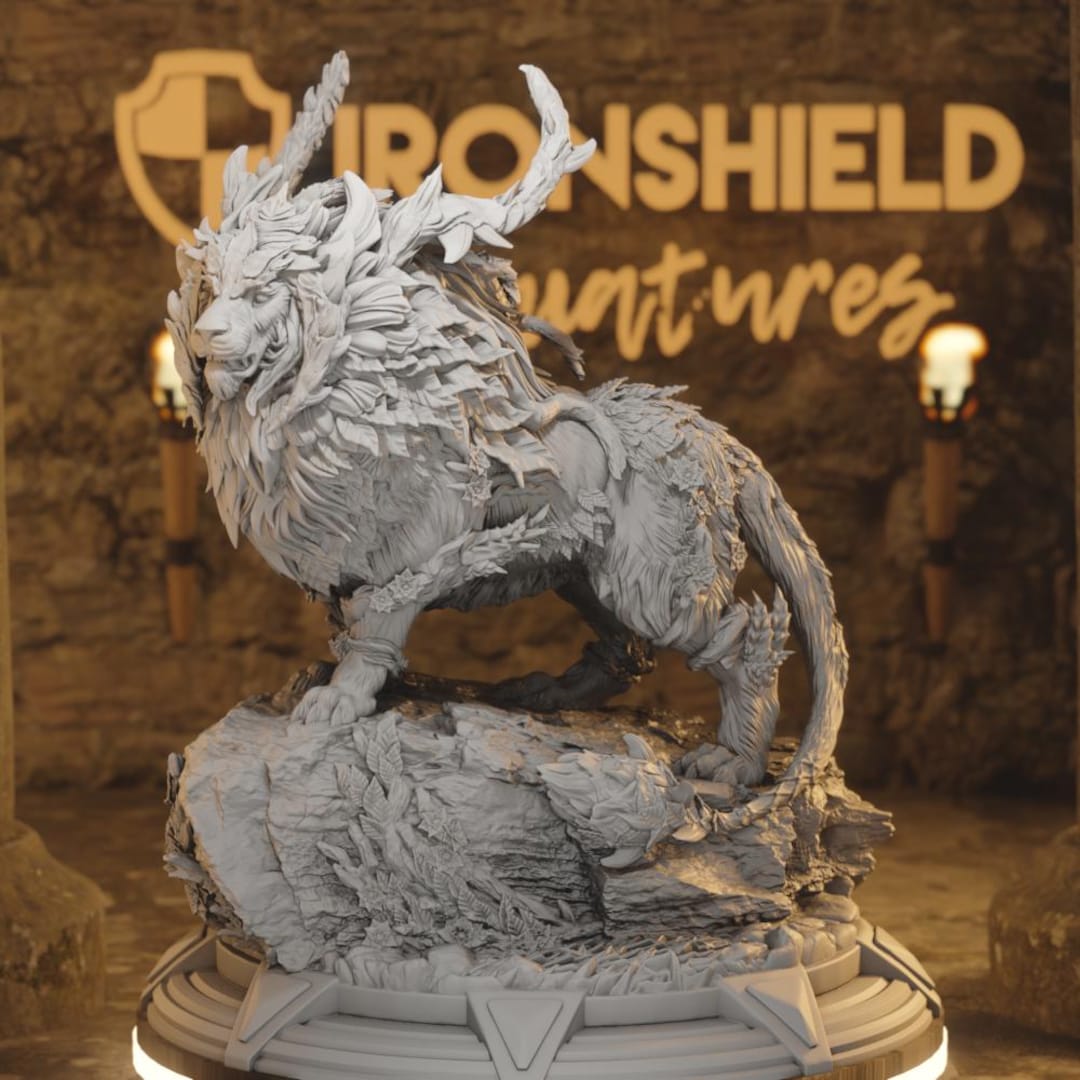 Lordly Fey Spirit Beast - Torgothrin Lion Figure + Base Print 3d 16k ...