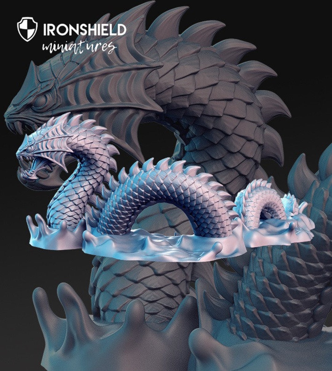 Sea Serpent Water Dragon Snake Monster Mini for Dnd Figure Print 3d 12k ...
