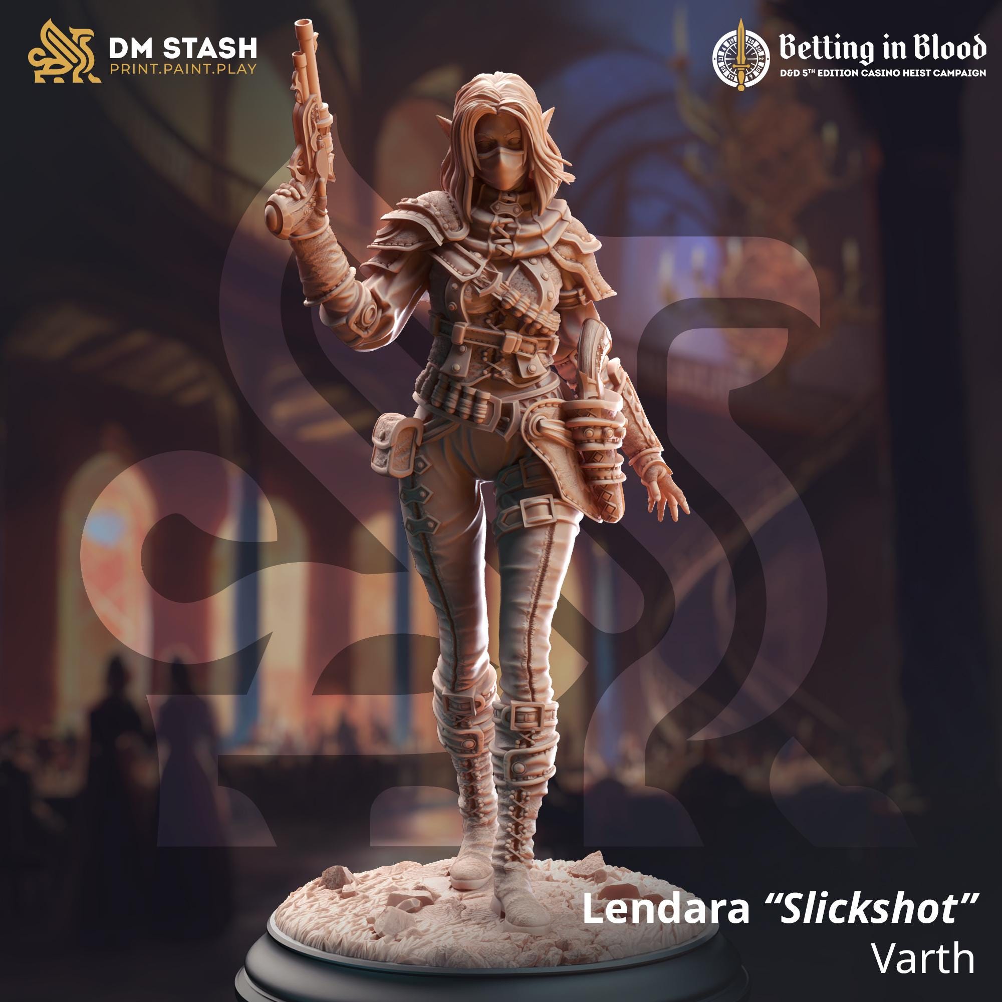 Lendara Slickshot Drow Gunslinger Figure 14k + Base Print 3D RPG ...