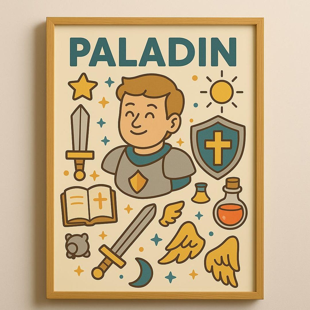 Cute Paladin D&D Class Poster – RPG Digital Wall Art for Players and ...
