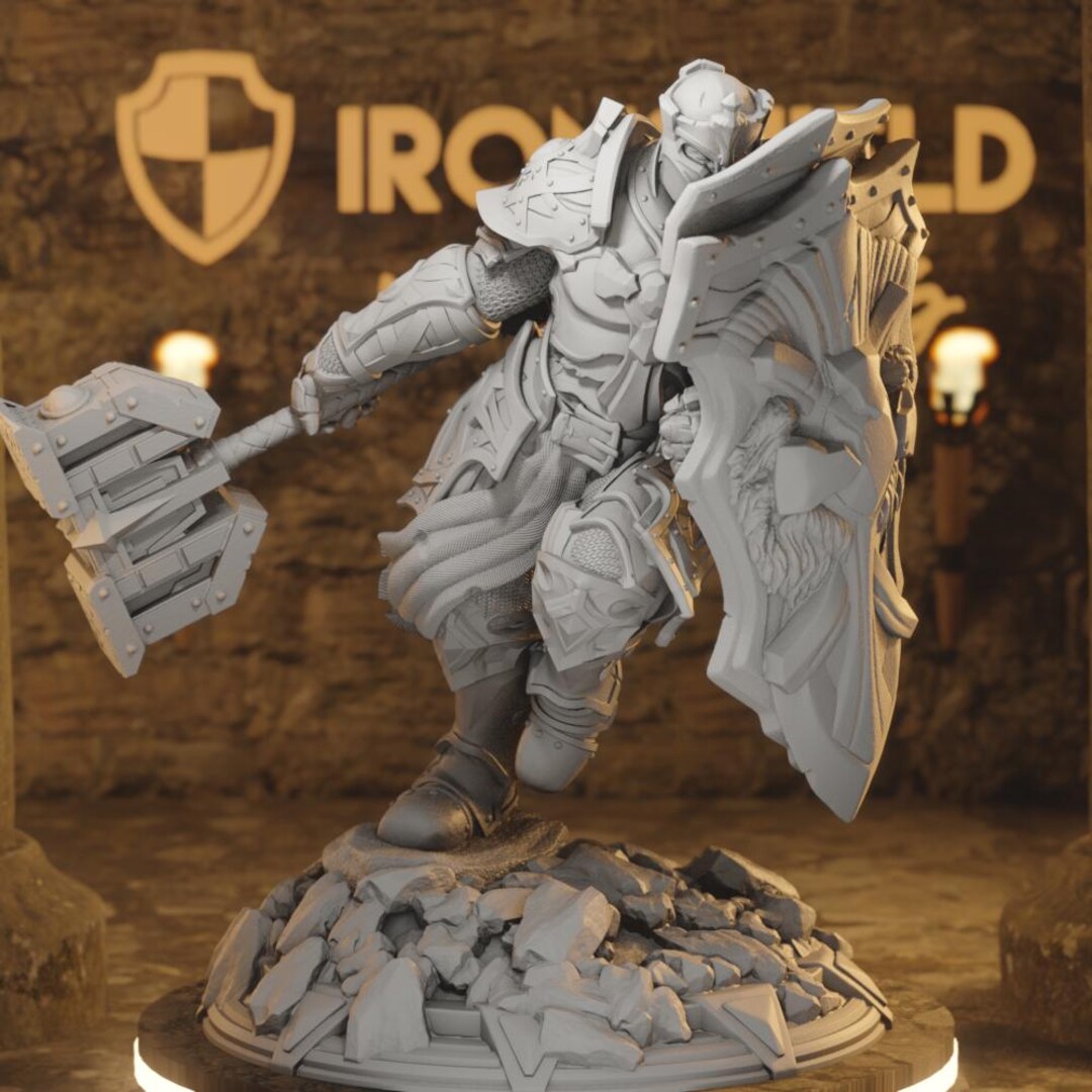 Cardioth Cleric Paladin Shieldsman Figurine + Base + BONUS Print 3d 16k ...