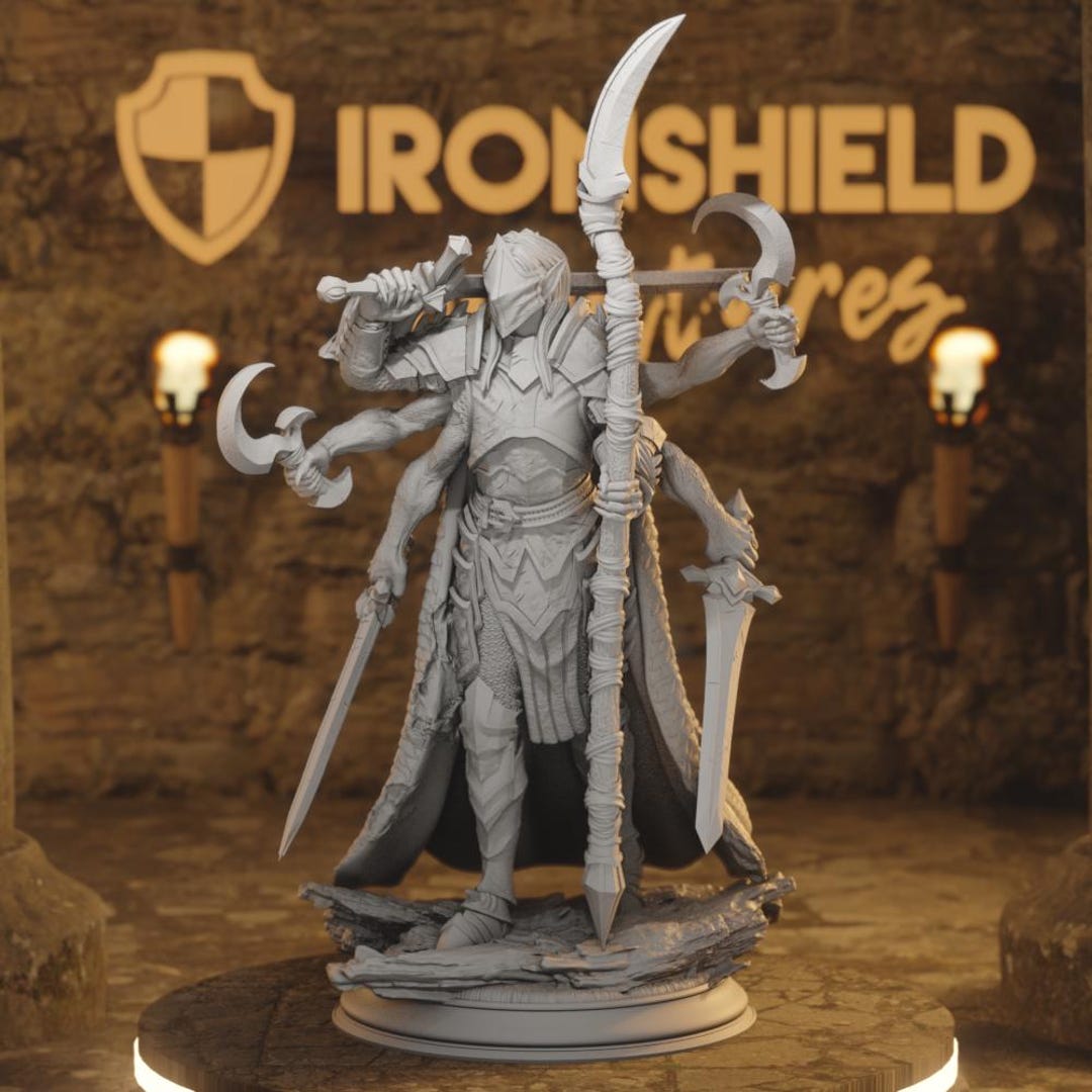 Siltrak'thos – Knight Six-armed Drow Warlord Figure 16k + Base 3D ...