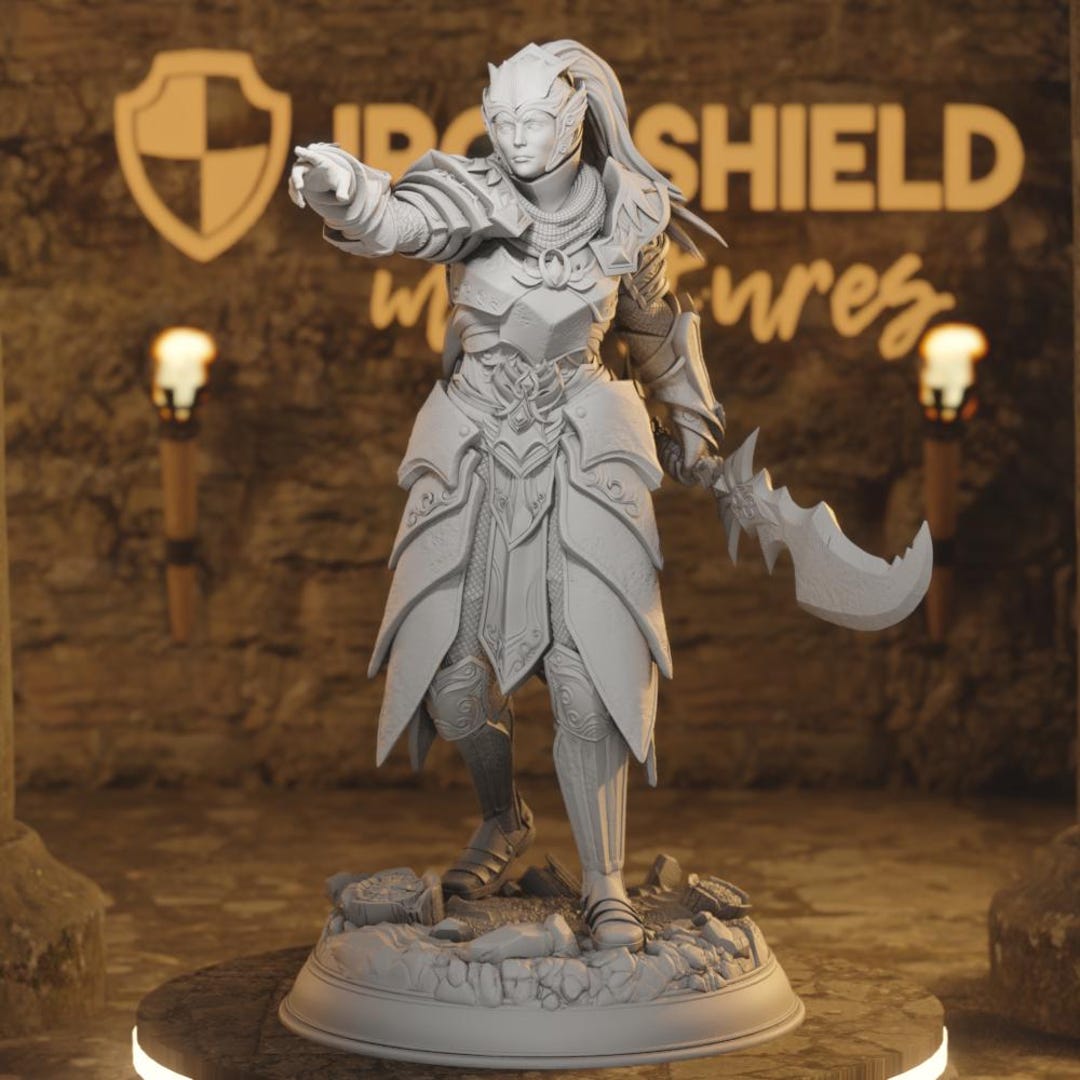 Cyrindeth High Elf Commander Paladin Fighter Figure 16k + Base Print 3D ...