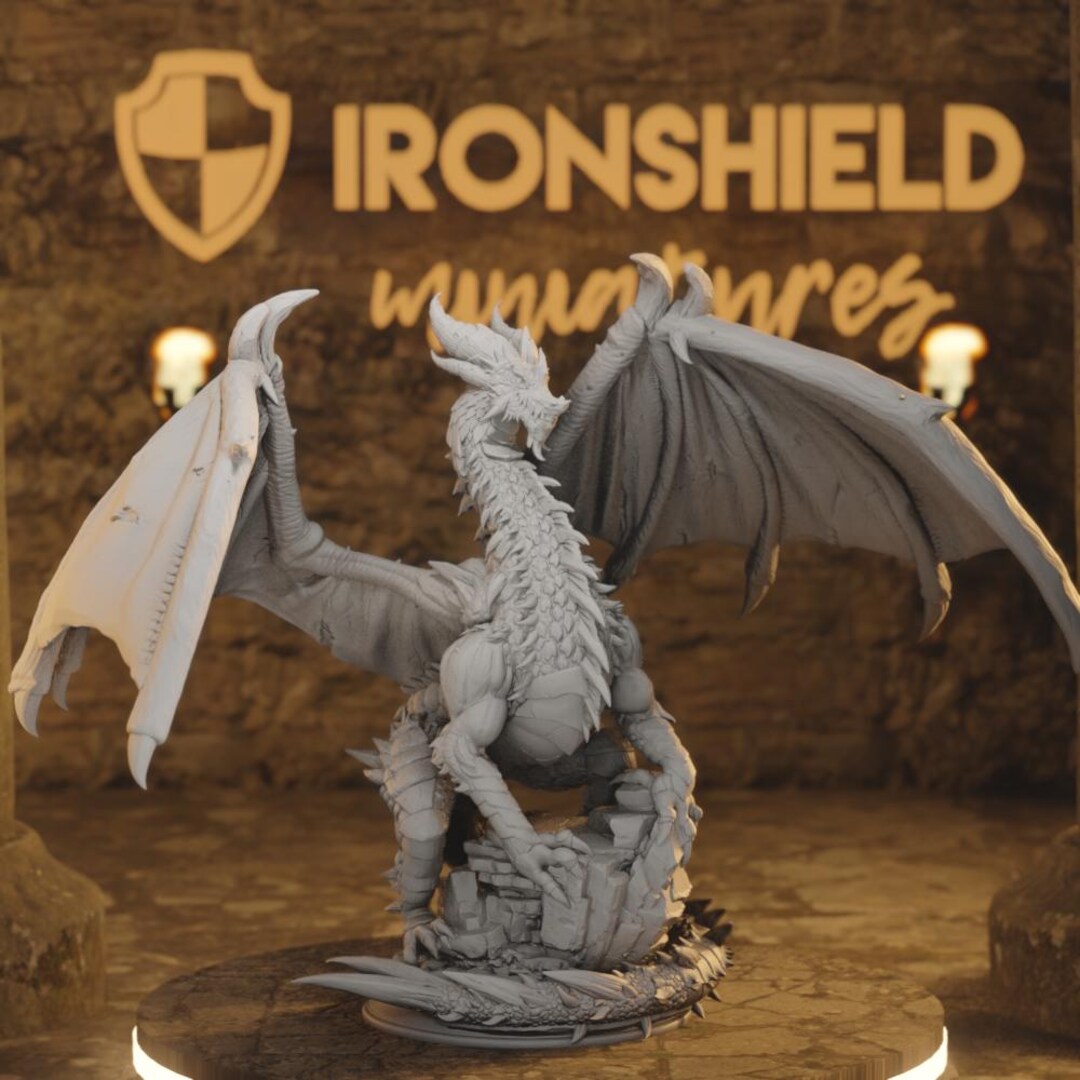 Kurorgor Ancient Black Dragon GIGANT Figure 16k + Base Print 3D RPG ...