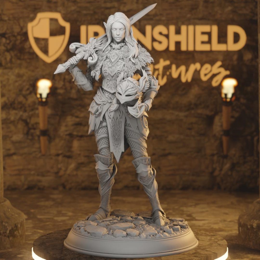 Fey Elf Female Paladin Fighter - Celathyn 5e Figure + Base Print 3d 12k ...