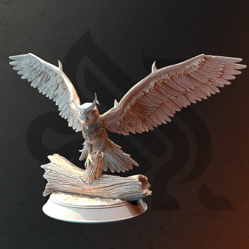 Great Owl Spirit the Moon Devil Figure 12k Base Print 3D RPG Miniature ...