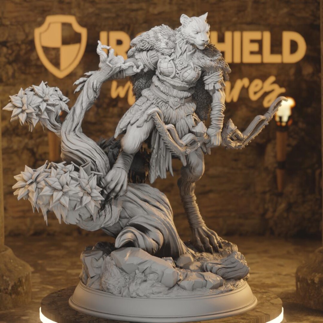 Jeji Tabaxi Beastfolk Ranger Rogue Archer Figure 16k + Base Print 3D ...