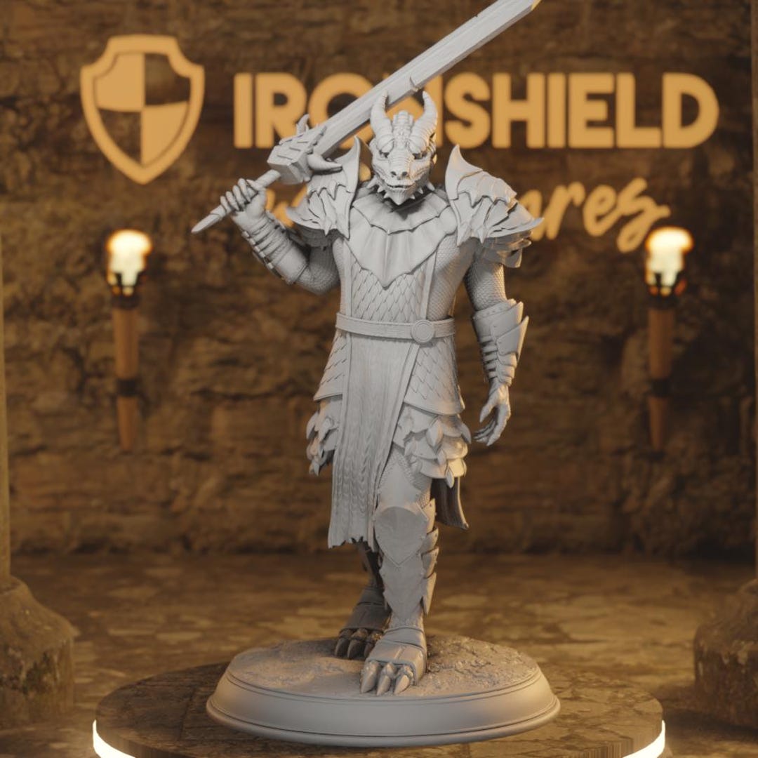 Dragonborn Warriors - Dragon Knight Swordsman Soldier Figure Print 3d ...
