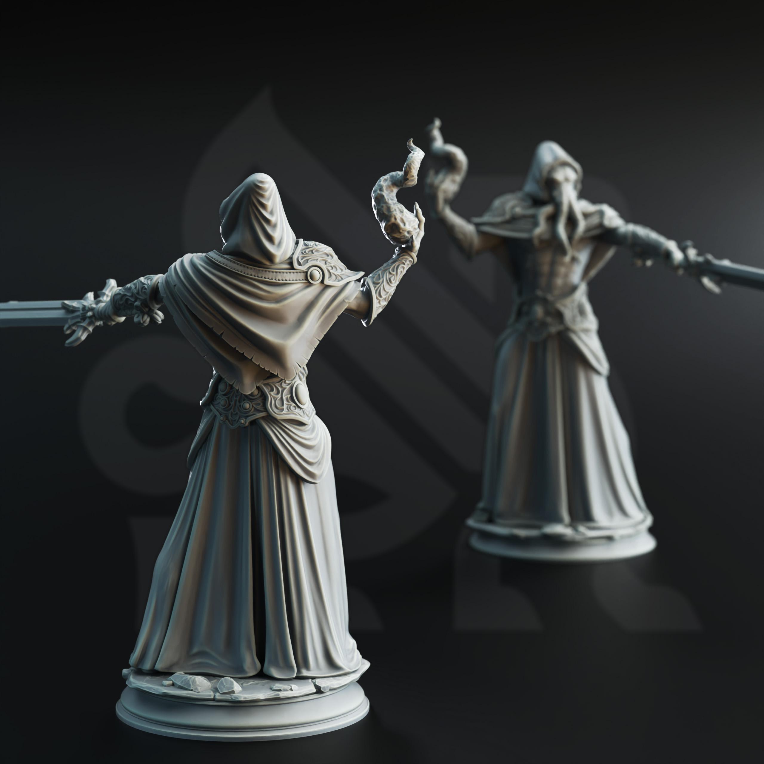 Hendrak - Mind Flayer Wraith Fighter Figure 12k + Base Print 3D RPG ...