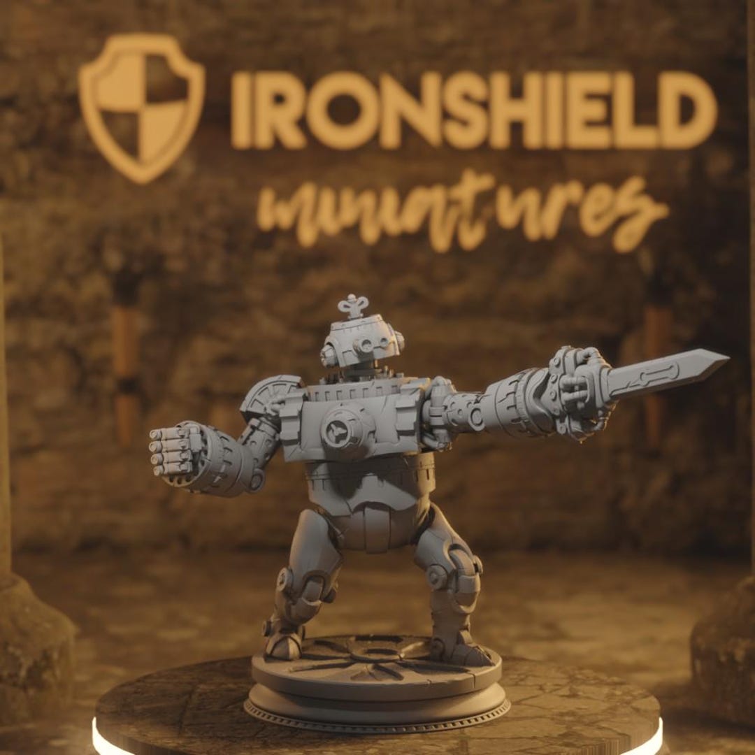 Venators Mini Automaton Robot Swordsman Figure 16k + Base Print 3D RPG ...