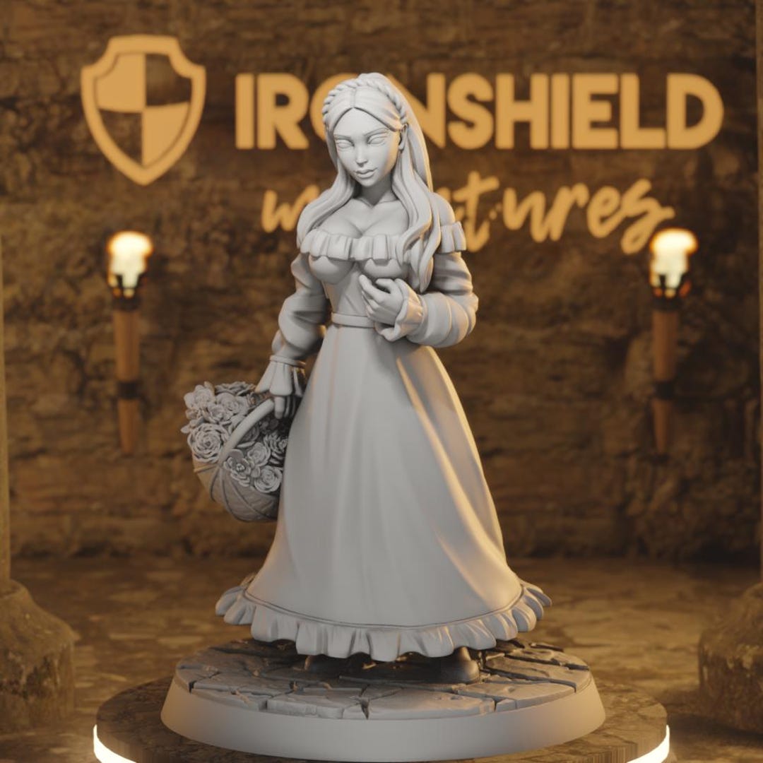 Fiora Human Female Village Flower Girl Npc Figurine 16k + Base Print 3D ...