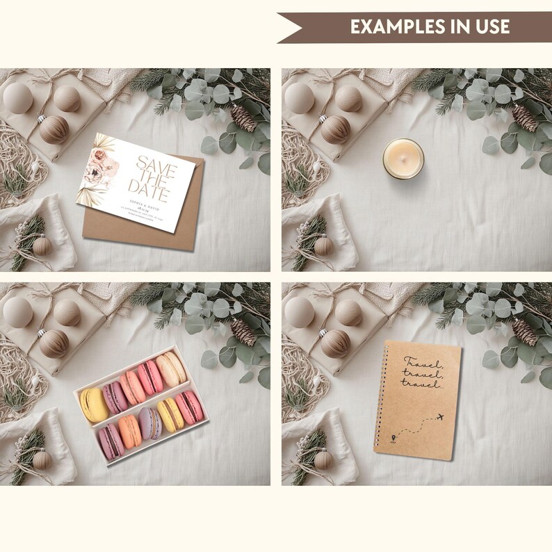 Christmas Flat Lay Mockup, Boho Cosy Christmas Flatlay, Digital ...