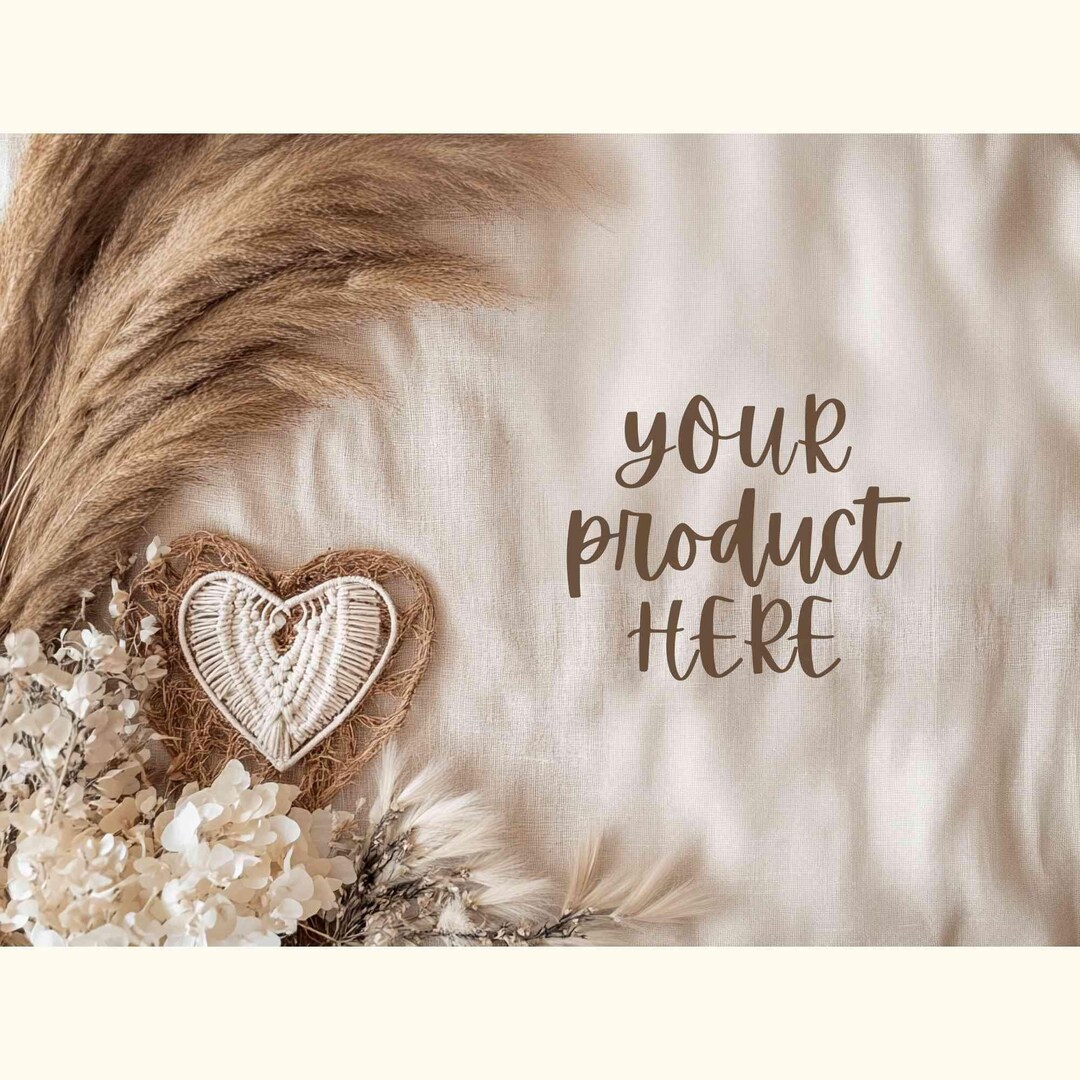 Boho Valentines Day Flat Lay Mockup, Beige Valentines Flatlay Stock ...