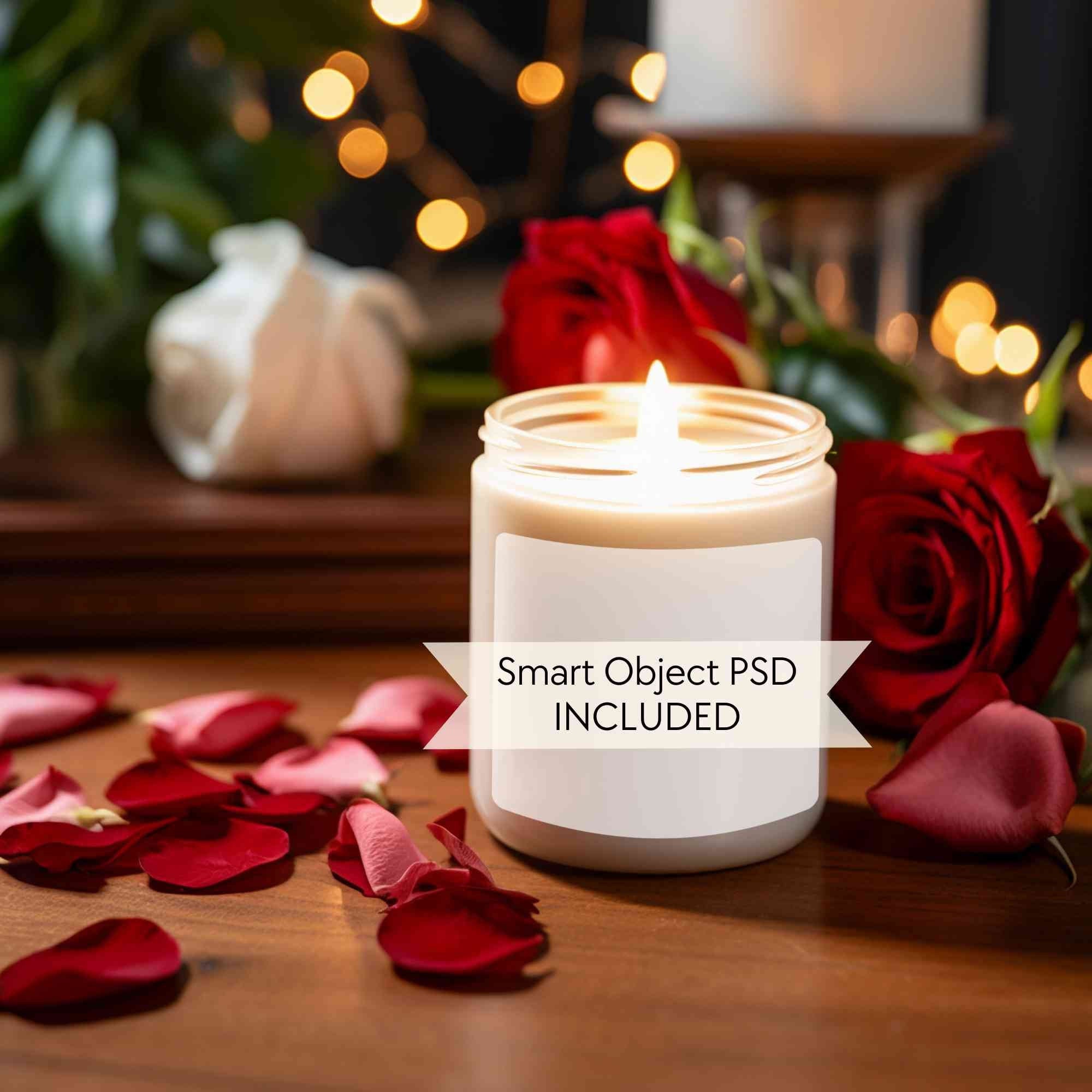 Candle Mockup Psd, Valentines Day Jar Candle Mockup, Scented Soy Candle ...
