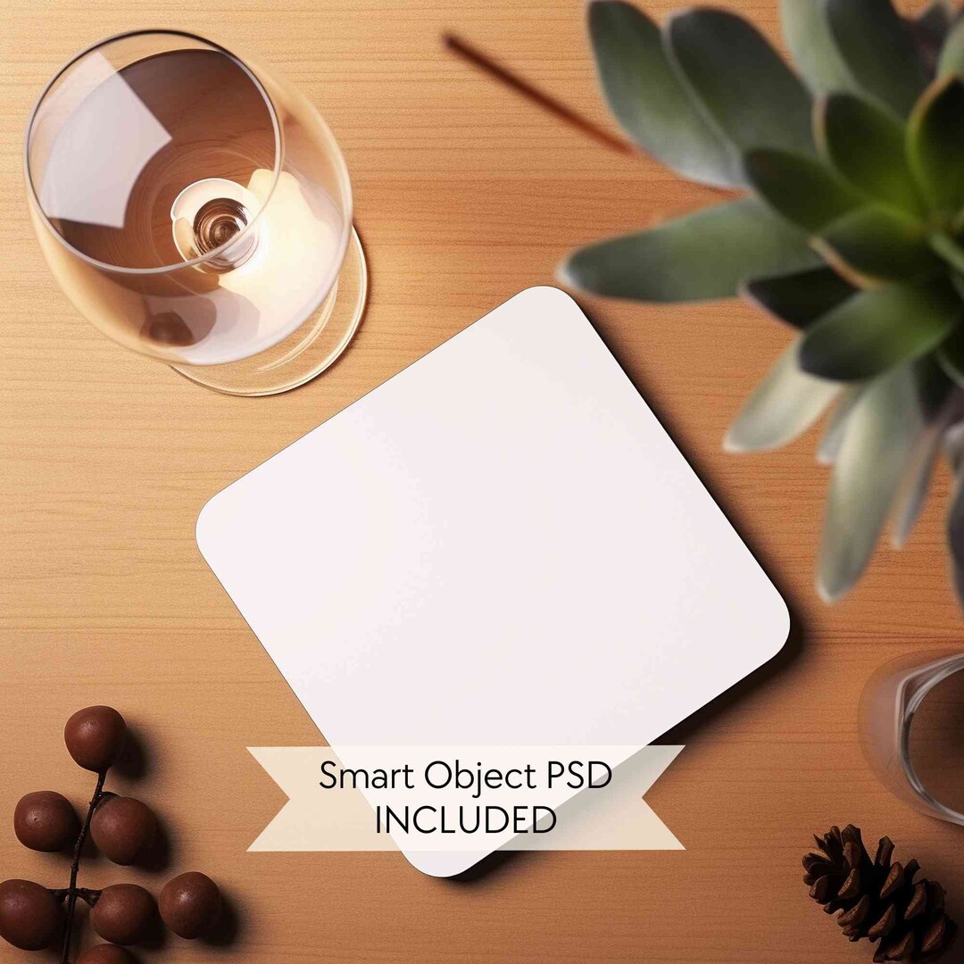 Coaster Mockup PSD, Coffee Cup Coaster Mock, Cork Back White Square ...