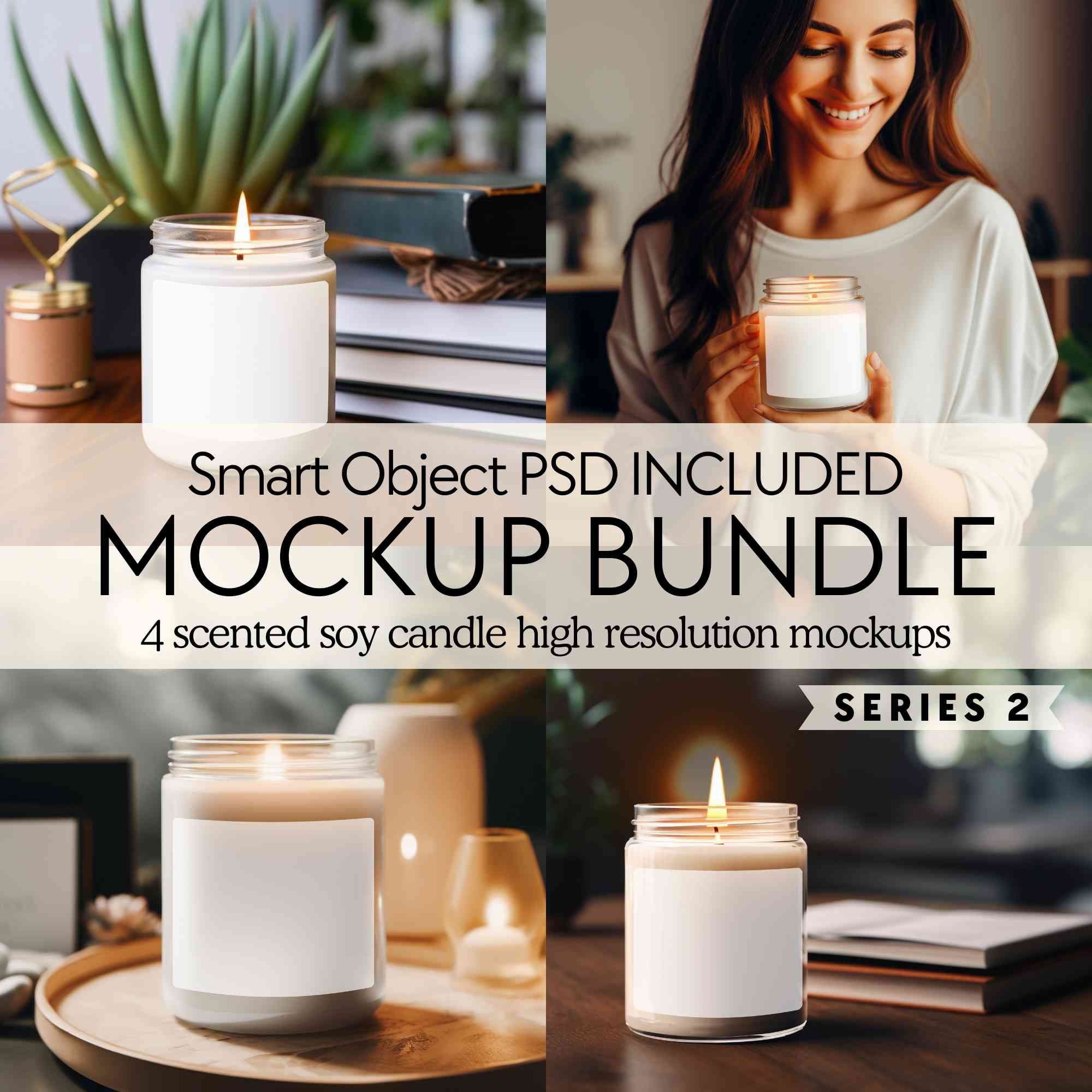 Candle Mockup Bundle PSD, Scented Soy Candle Mockups, 9oz Jar Candle ...